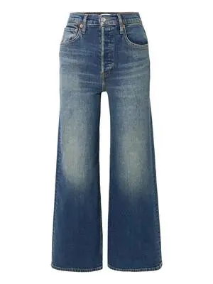 RE/DONE Cropped High-rise Wide-leg Jeans - Blue