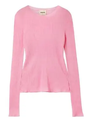 Khaite Mosi Ribbed Silk Top - Pink