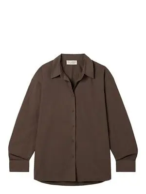 NILI LOTAN Amante Cotton-poplin Shirt - Brown