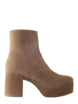 GIANVITO ROSSI Gianvito Rossi Sally 75 Suede Platform Ankle Boots Camel