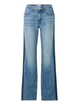 RE/DONE The Californian Frayed Two-tone Mid-rise Wide-leg Jeans - Blue