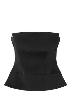 Another Tomorrow Architectural Satin-crepe Bustier Top - Black