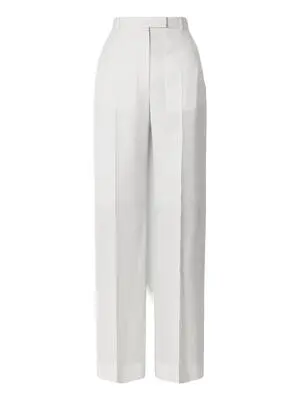 Alexander McQueen Grain De Poudre Wool Straight-leg Trousers - White