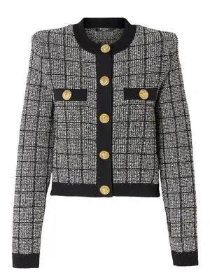 Balmain Metallic Tweed Cardigan - Black