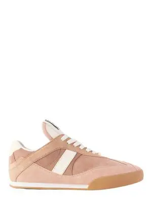 Chloé Kick Paneled Leather-trimmed Suede Sneakers - Neutrals