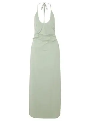 Sir The Label Martina Gathered Cotton-poplin Maxi Dress - Green
