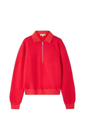 Eterne Embroidered French Terry Half-zip Sweatshirt - Red