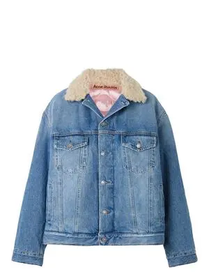 Acne Studios Robert Plush-trimmed Denim Trucker Jacket - Blue