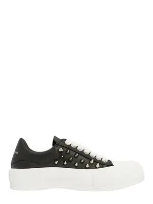 Alexander McQueen Deck Plimsoll Studded Sneakers - Black/white