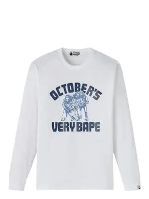 OVO X Bape Generals Longsleeve Tee Shirt - White