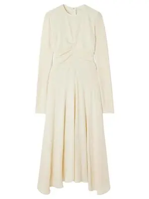 Isabel Marant Flora Ruched Cotton-blend Midi Dress - Ecru