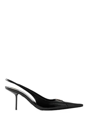 Saint Laurent Babylone Embellished Glossed-leather Slingback Pumps - Black