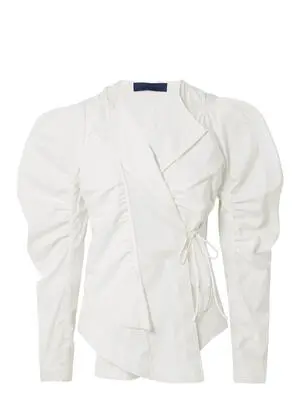 Sharon Wauchob Bann Tie-detailed Cotton-poplin Shirt - White