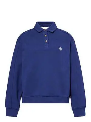 THE COUTURE CLUB Emblem-Embroidered Cotton Rugby Top Deepblue
