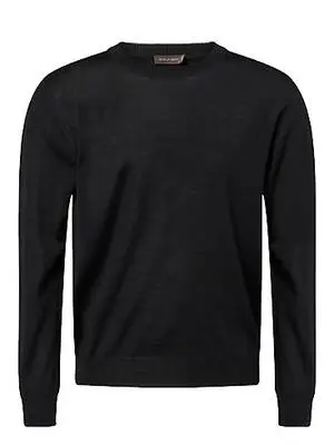OSCAR JACOBSON Miguel Round-neck Wool Jumper - Black Tile