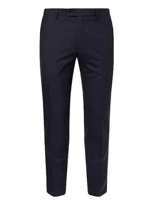 OSCAR JACOBSON Regular-fit Microstructure Wool Trousers - Navy