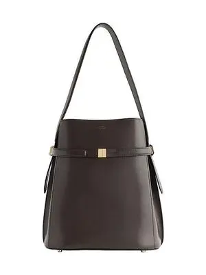 TOTEME Belted Leather Bucket Bag - Bark