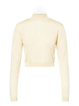 FRAME Knitted Turtleneck Cropped Top - Butter