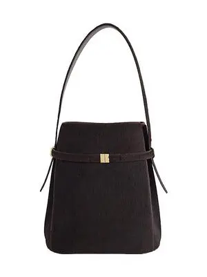 TOTEME Belted Pony Hair Leather Bucket Bag - Wine