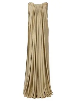THE NEW ARRIVALS ILKYAZ OZEL Olivienne Pleated Strapless Gown - Green