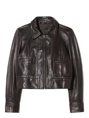 NILI LOTAN Leather Charly Jacket - Espresso