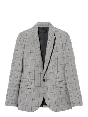 NILI LOTAN Anabel Tailored Wool Blazer - Black Plaid