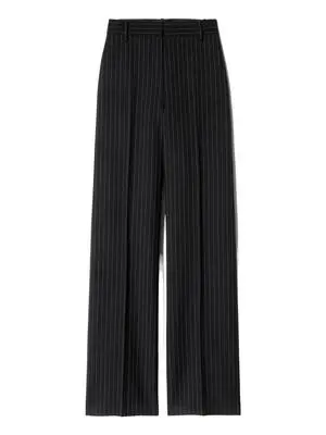 NILI LOTAN Rivers Wool Pant - Black Pinstripe
