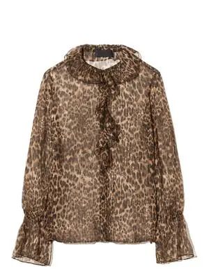 NILI LOTAN Cecily Silk Shirt - Lurex Leopard
