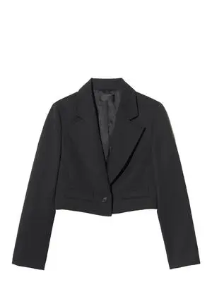 NILI LOTAN Belino Cropped Wool Jacket - Black