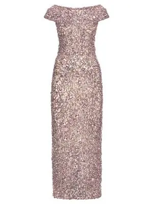 Oscar De La Renta Mosaic Crystal Embroidered Gown - Pink