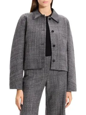 Theory Curve Crosshatch Virgin Wool Blend Jacket - Charcoal Multi