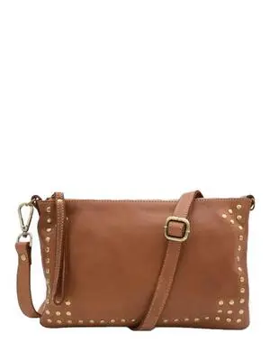 BOLSA NOVA Studded Leather Clutch - Cognac