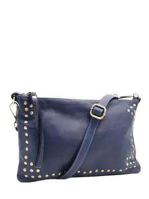 BOLSA NOVA Studded Leather Clutch - Navy