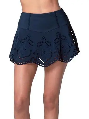 Lucky In Love Eyelet Mini Skirt - Midnight