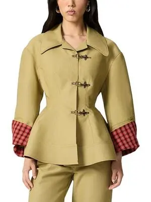 NOCTURNE Fitted Jacket With Buckle Detail - Olive Green