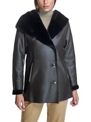 MAXIMILIAN Reversible Nappa Shearling Jacket - Chocolate