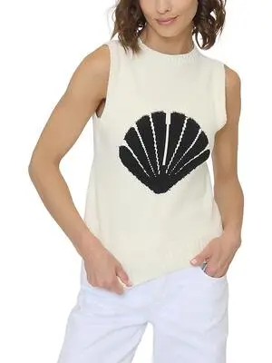 Central Park West Evie Shell Print Tank - Ivory