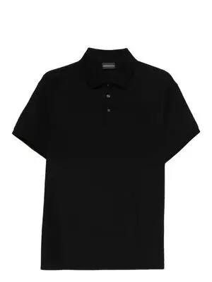 Emporio Armani Logo-jacquard Polo Shirt - Black