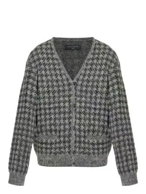 ALLSAINTS Zain Houndstooth Cardigan - Grey
