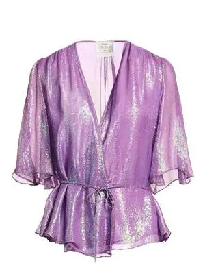 FORTE_FORTE Lamé Wrap Top - Purple