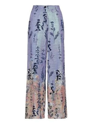 FORTE_FORTE Wide-leg Floral Print Metallic Jacquard Pants - Lilac