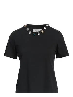 FORTE_FORTE Cotton T-shirt With Crystals - Black