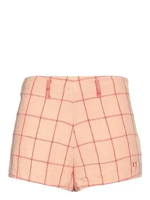 FORTE_FORTE Checked Linen Shorts - Salmon Pink