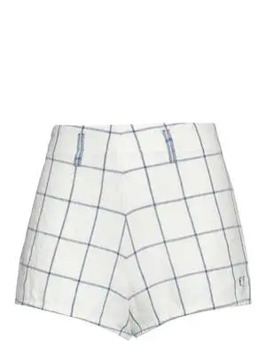 FORTE_FORTE Checked Linen Shorts - White