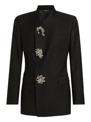Dolce & Gabbana Double-breasted Wool Gabardine Jacket - Black