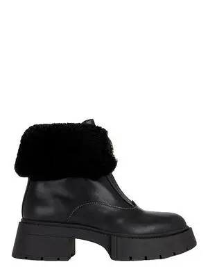 COACH Leah Platform Shearling Zip Bootie - Black