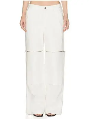 HAELO Flex Waist Zip Cargo Pant - Ivory