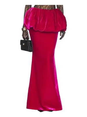THE NEW ARRIVALS ILKYAZ OZEL Silk Velvet Peplum Skirt - Surrealista