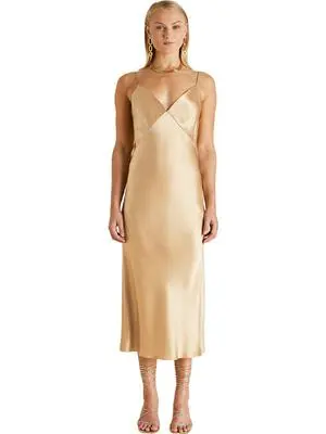 Olivia Von Halle Issa Slip Dress - Caramel