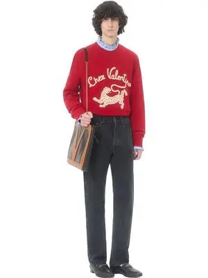 Valentino Garavani Wool Sweater With Chez & Panther Embroidery - Red